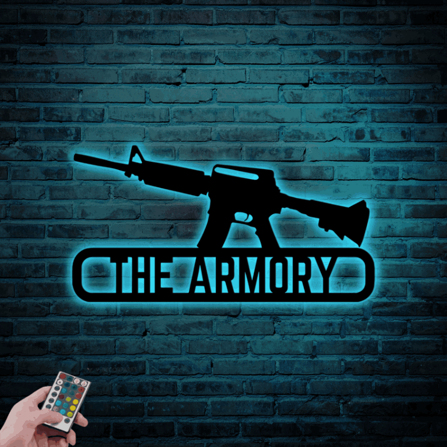 Personalized Gun Signs With Led Lights, Gun Room Sign Gun Lovers Gift ...