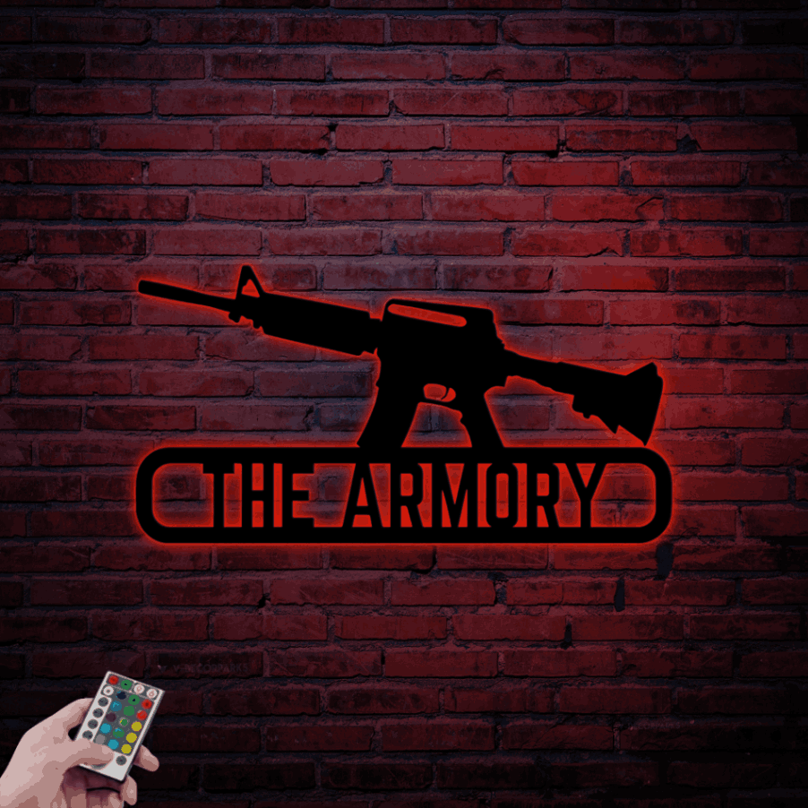 Personalized Gun Signs With Led Lights, Gun Room Sign Gun Lovers Gift ...