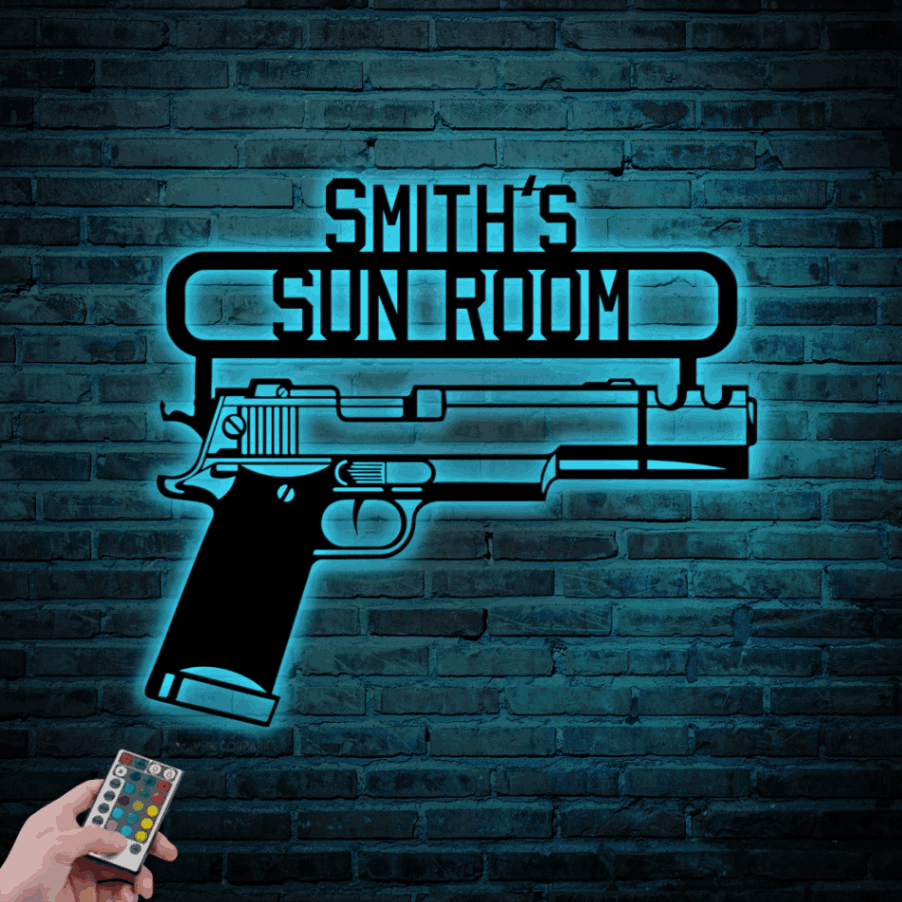 Personalized Gun Signs With Led Lights, Gun Room Sign Gun Lovers Gift ...