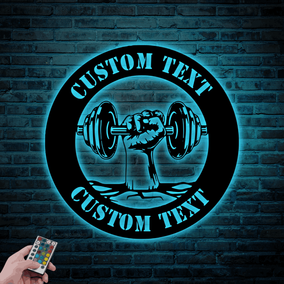 Personalized Gym Metal Sign With Led Lights, Home Gym Signs Fitness ...