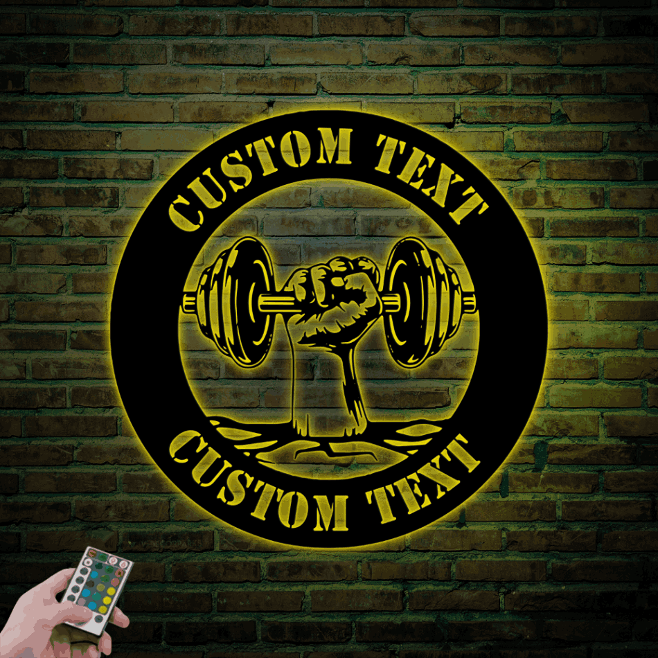 Personalized Gym Metal Sign With Led Lights, Home Gym Signs Fitness ...