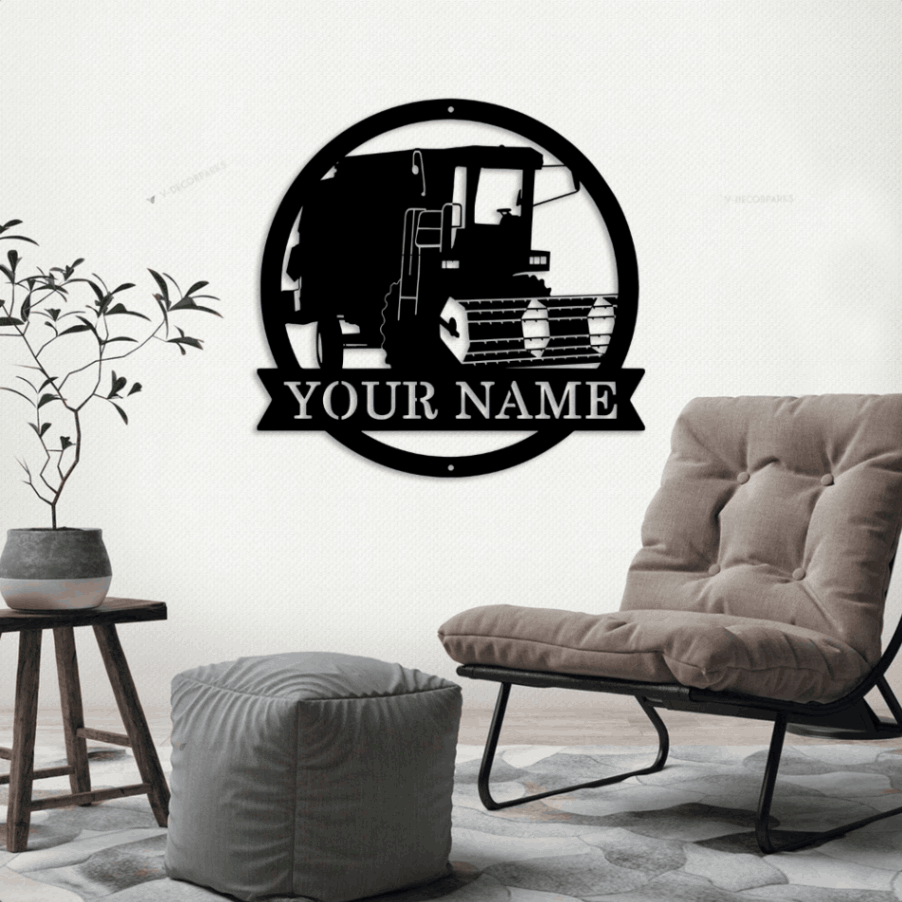 Personalized Harvester Farm Tractor Metal Sign Art With Led Lights ...