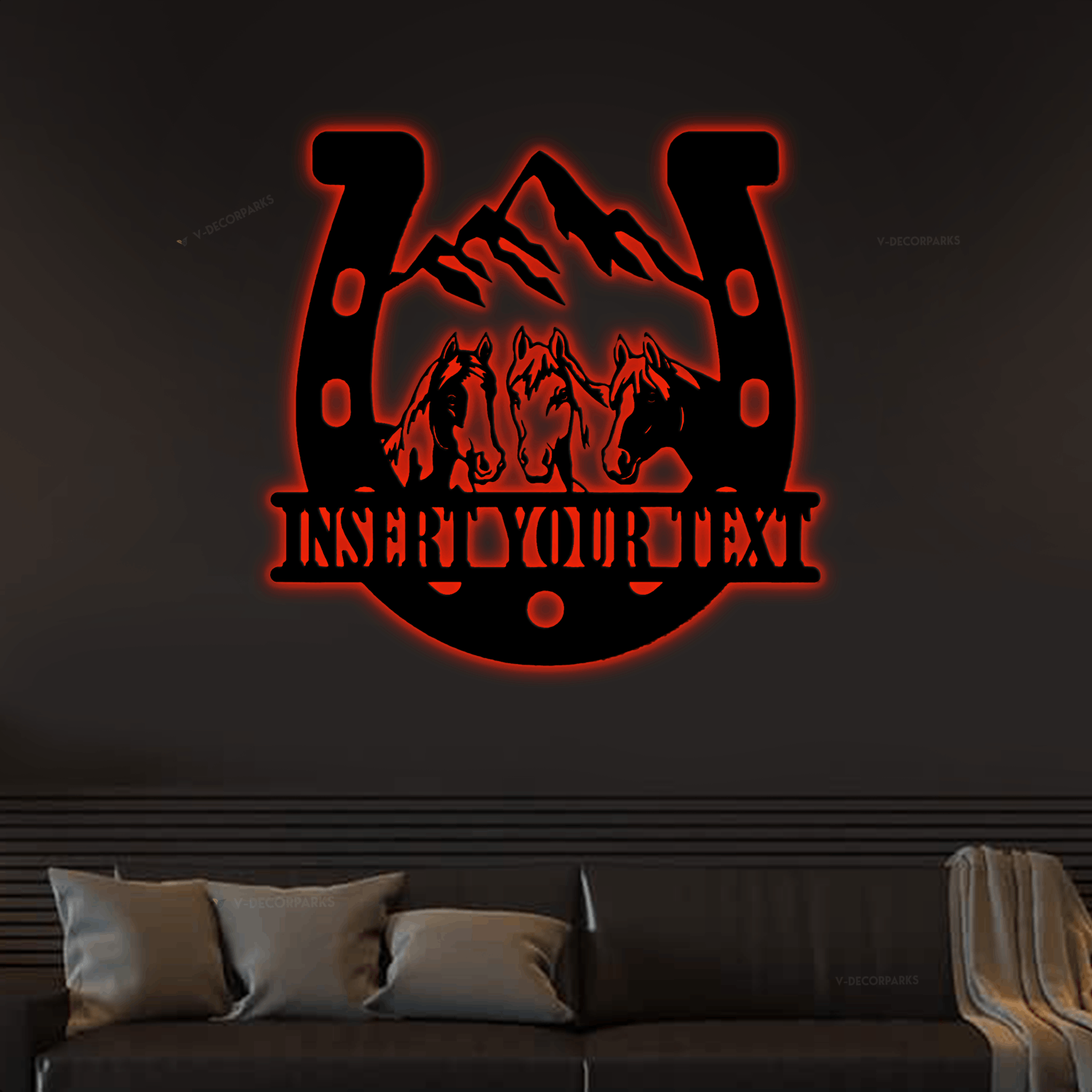 Personalized Horseshoe Name Metal Sign With Led Lights, Custom ...