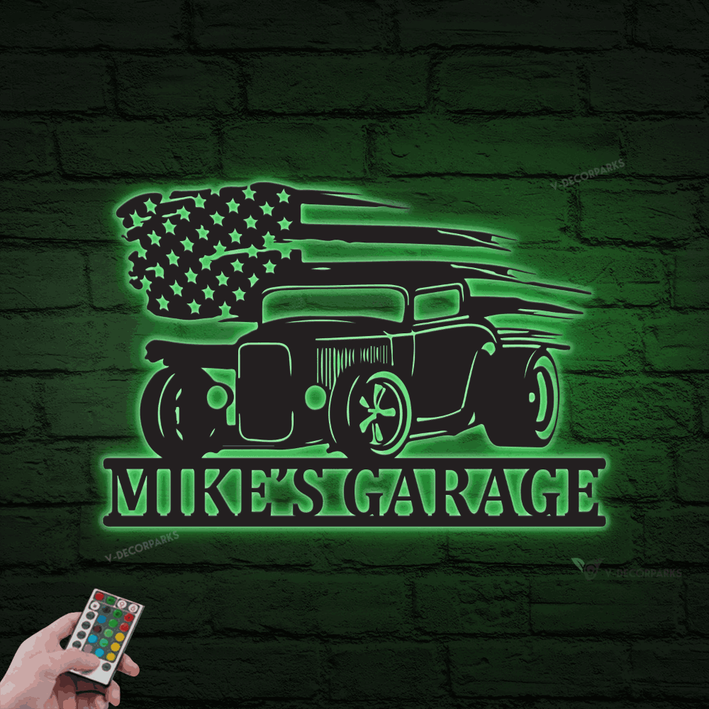 Personalized Hot Rod Metal Sign With Led Lights, Garage Decor, Gift For ...
