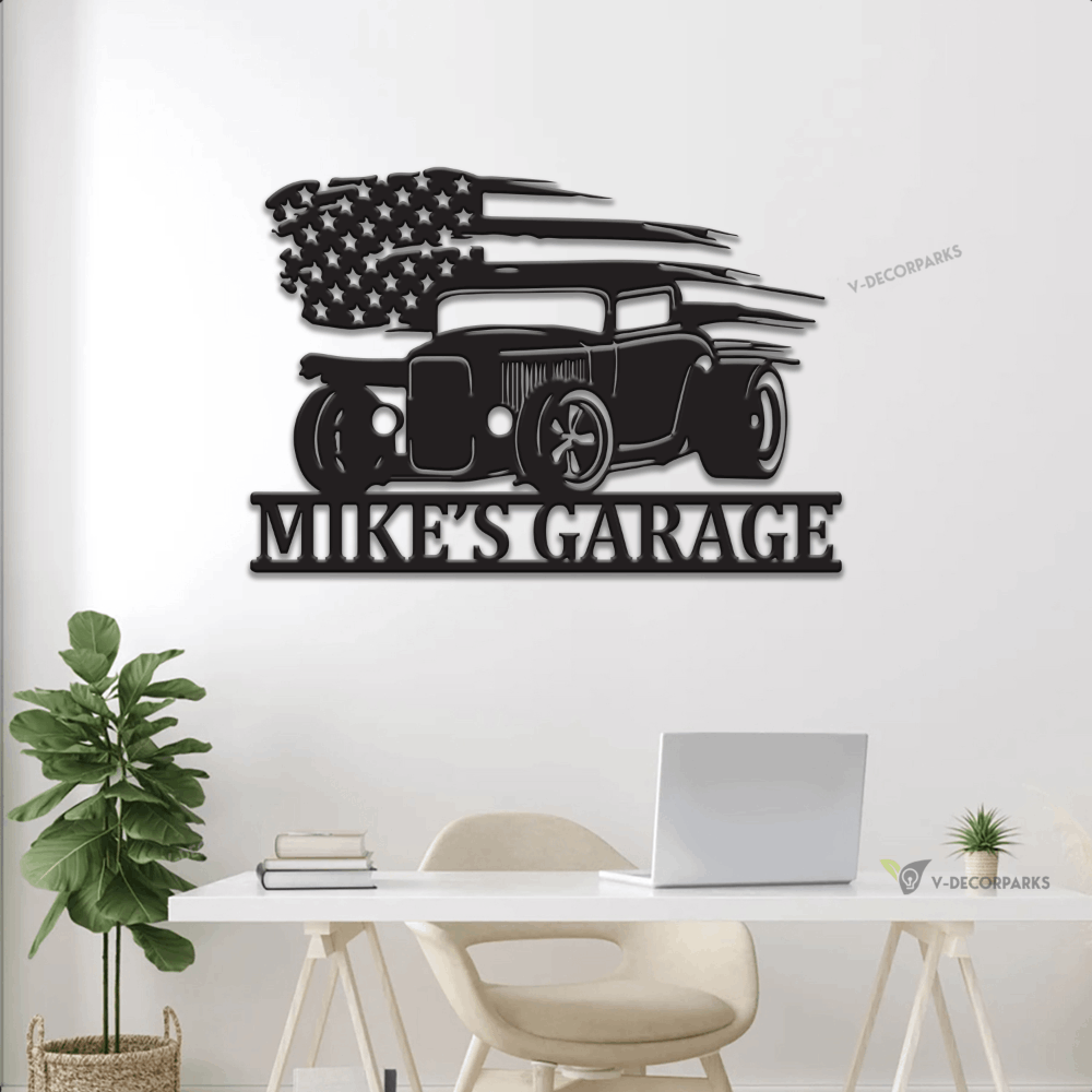 Personalized Hot Rod Metal Sign With Led Lights, Garage Decor, Gift For ...