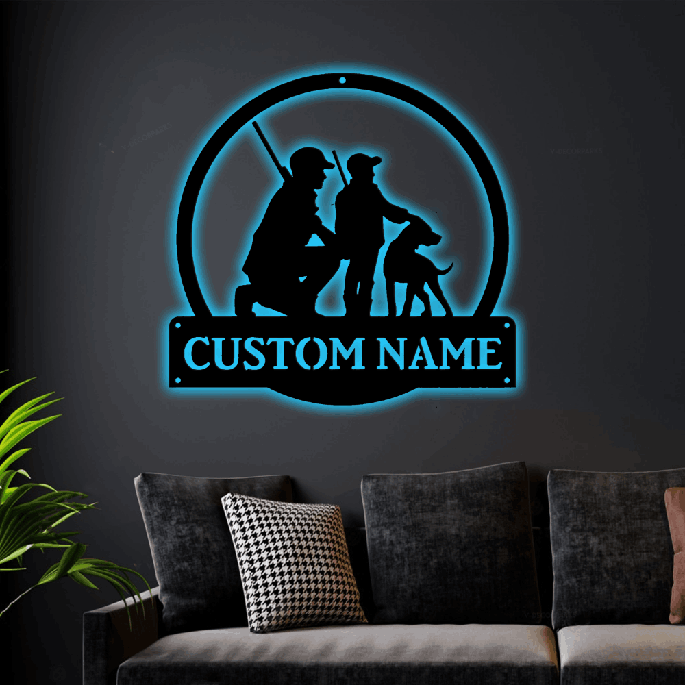 Personalized Hunting Father And Son Monogram Metal Sign Art With Led ...