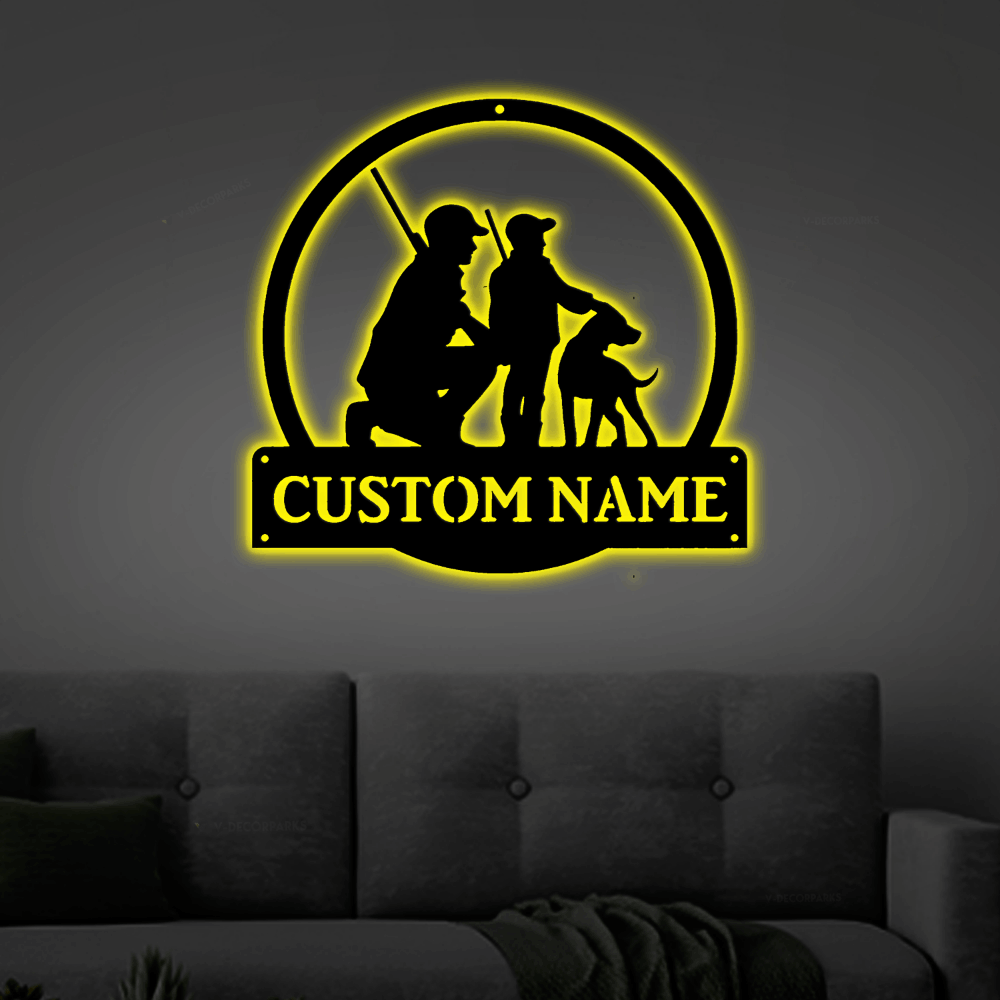 Personalized Hunting Father And Son Monogram Metal Sign Art With Led ...