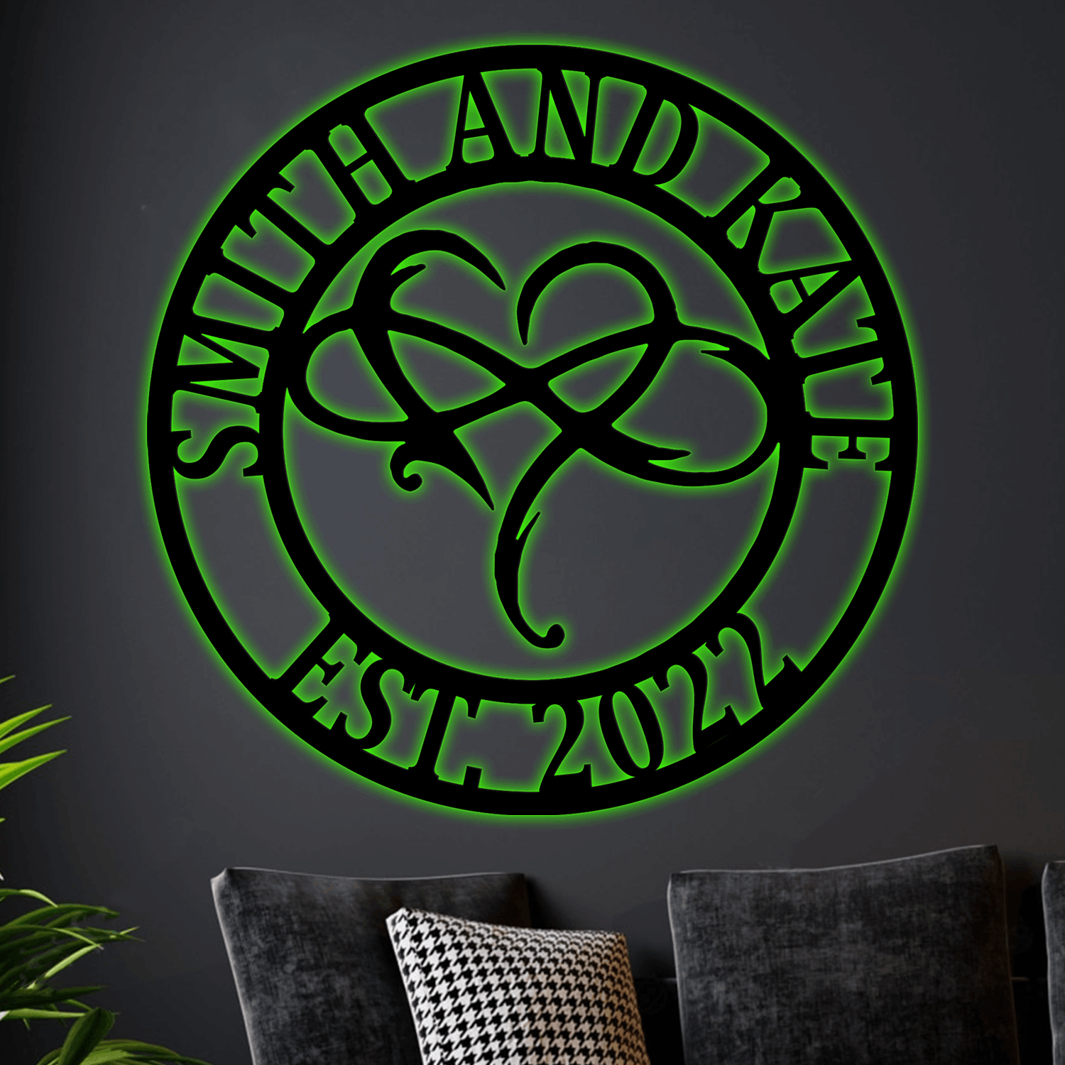 Personalized Infinity Heart Metal Sign With Led Lights, Infinity Sign ...