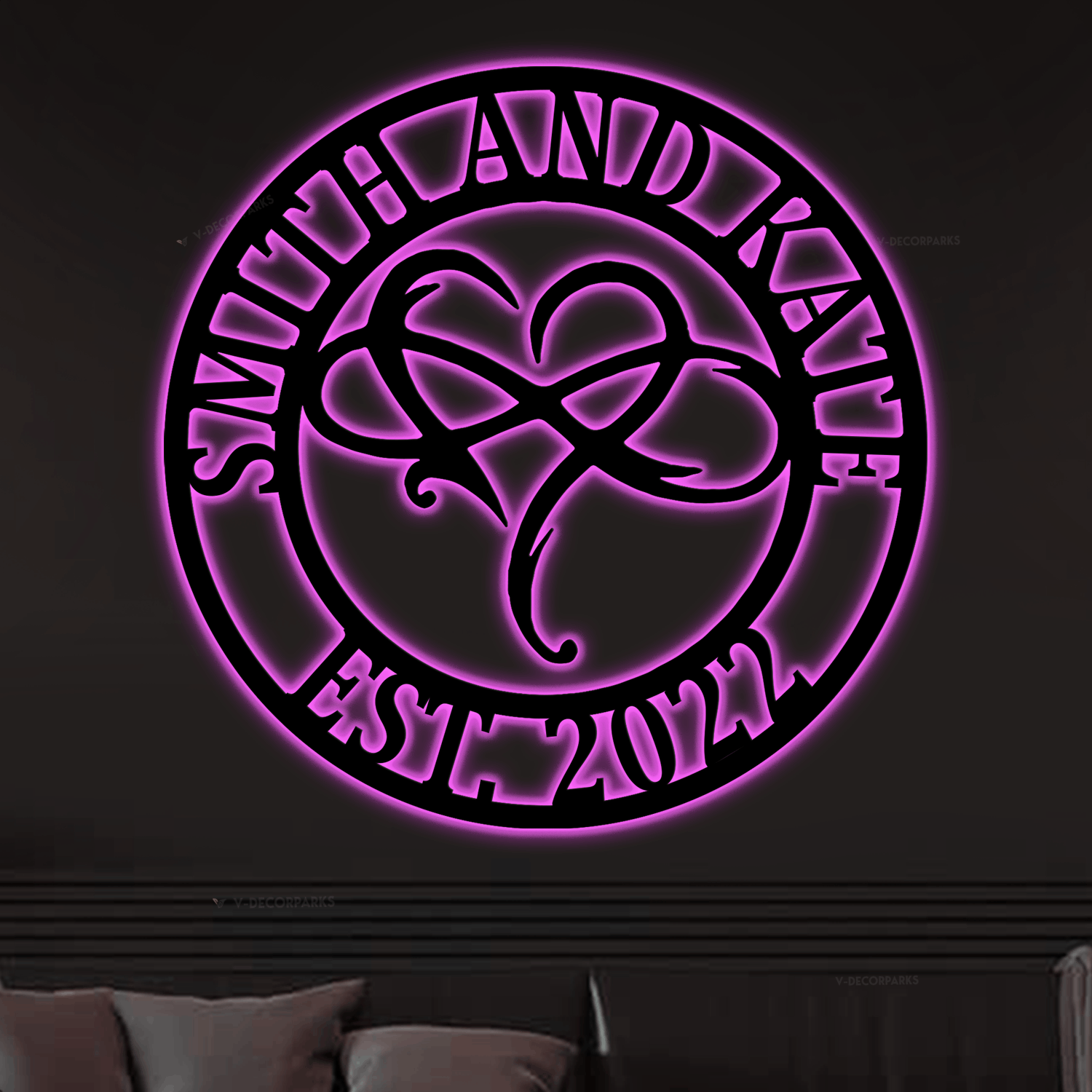 Personalized Infinity Heart Metal Sign With Led Lights, Infinity Sign ...