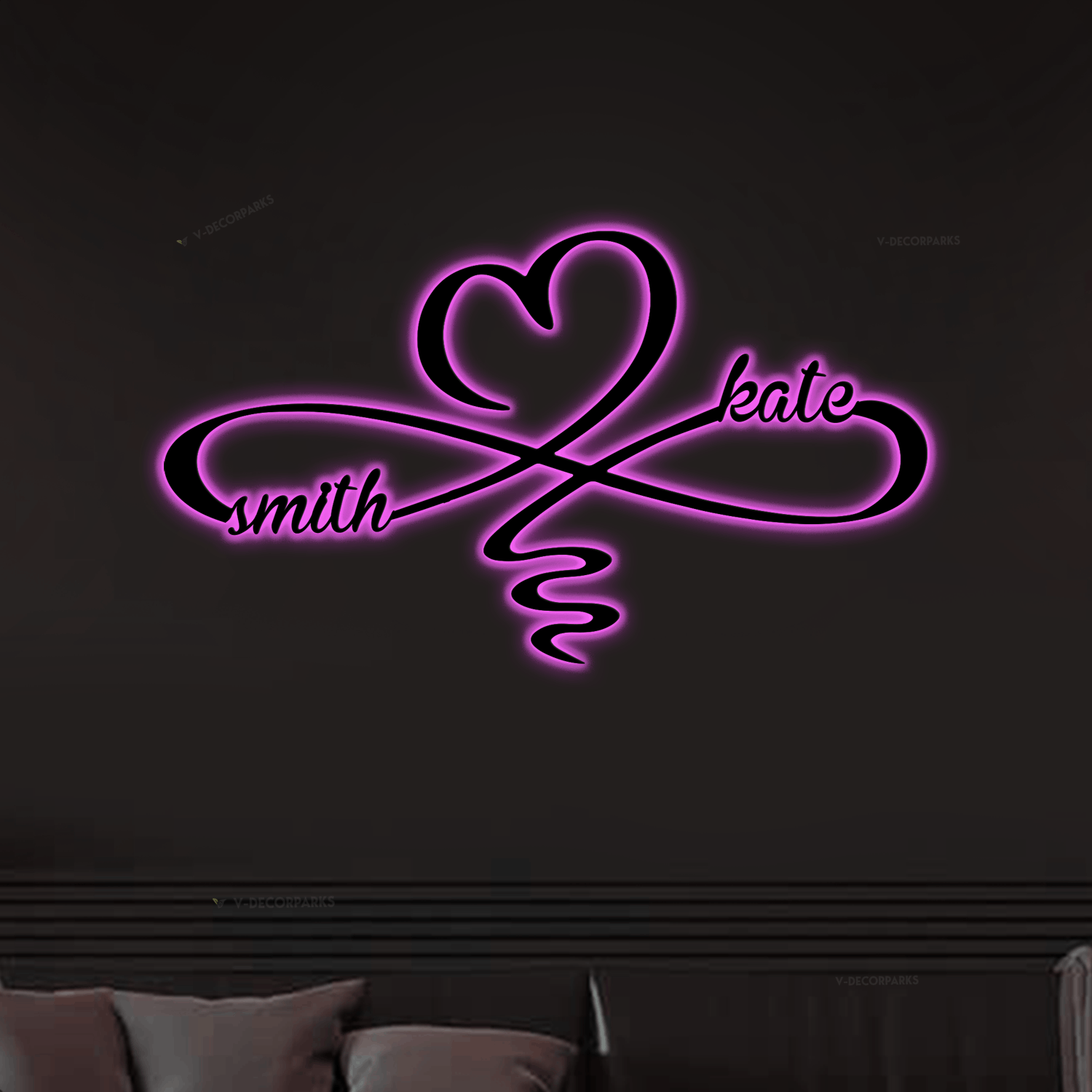 Personalized Infinity Heart Metal Sign With Led Lights, Infinity Sign ...