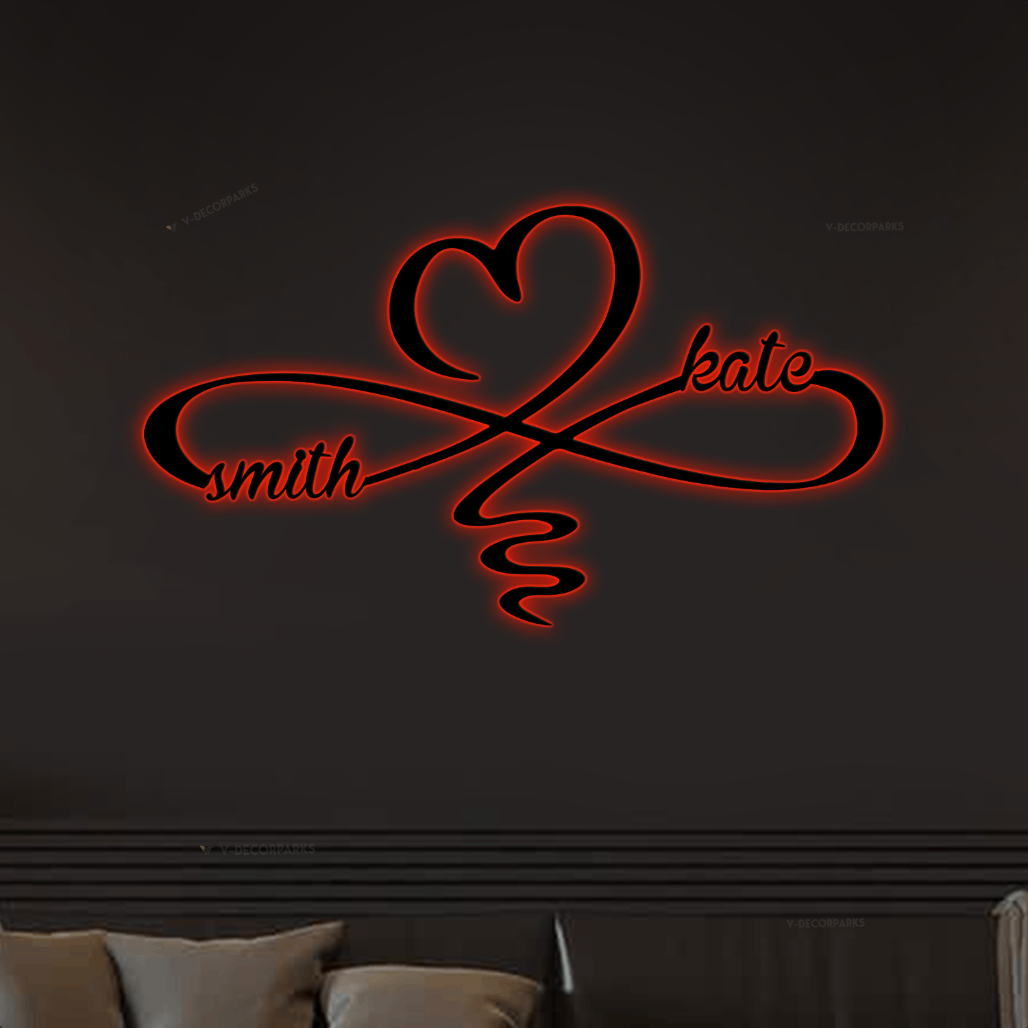Personalized Infinity Heart Metal Sign With Led Lights, Infinity Sign ...