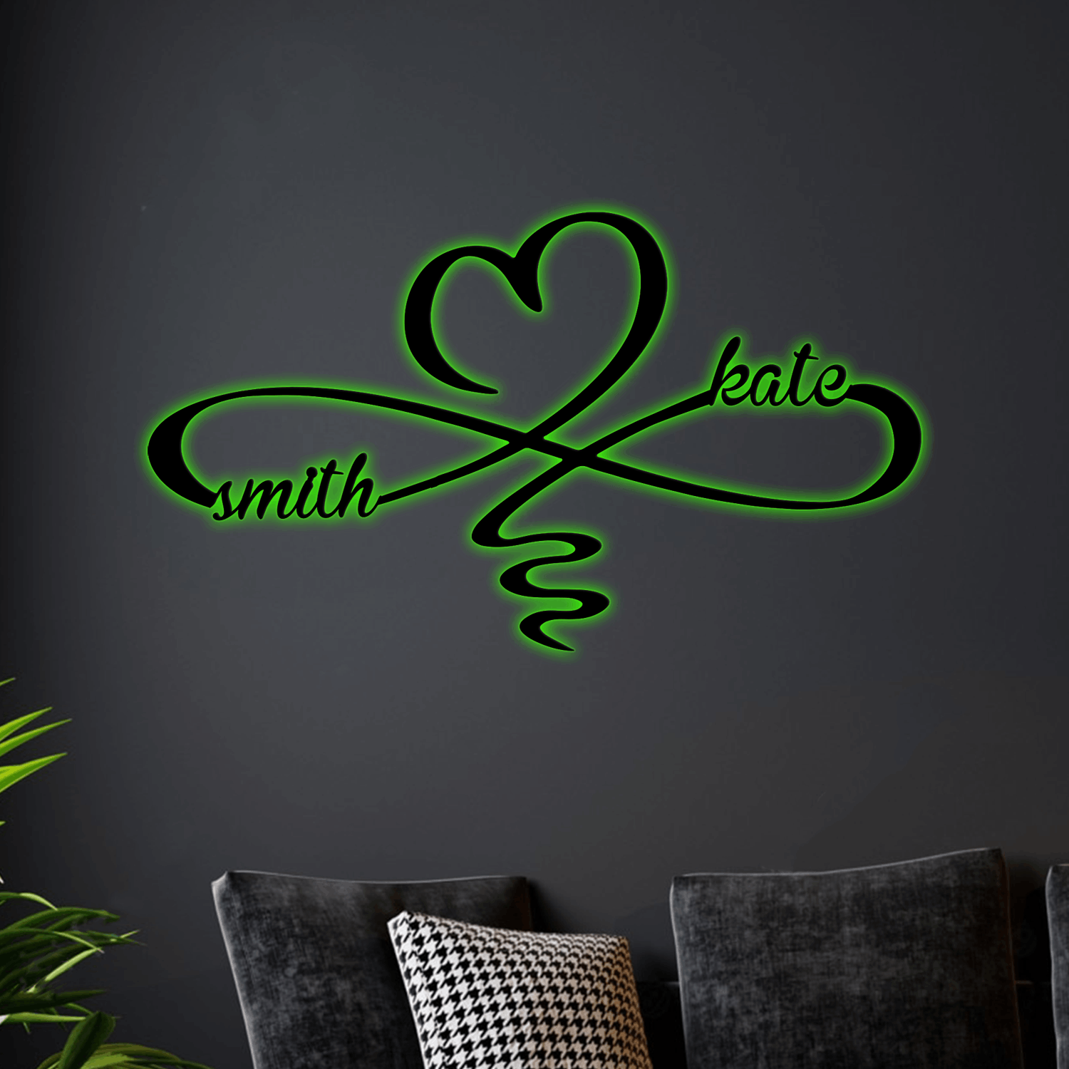Personalized Infinity Heart Metal Sign With Led Lights, Infinity Sign ...