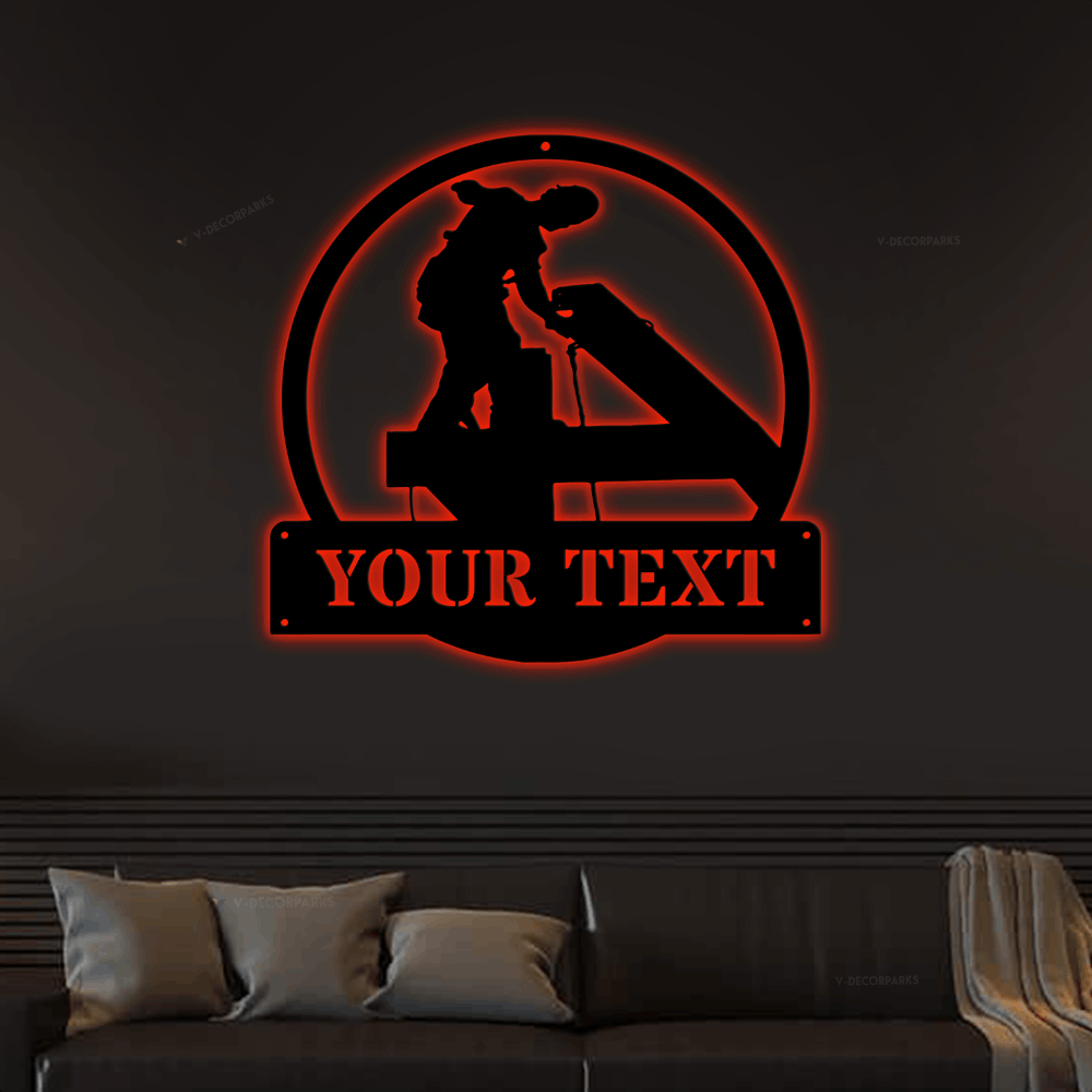 Personalized Ironworker Monogram Metal Sign With Led Lights, Custom ...