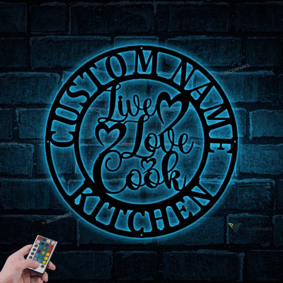 Personalized Kitchen Signs Led Lights, Custom Kitchen Sign Wall Decor ...