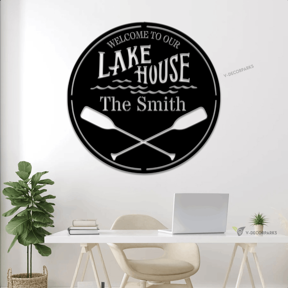 Personalized Lake House Metal Sign With Led Lights, Lake House Sign ...