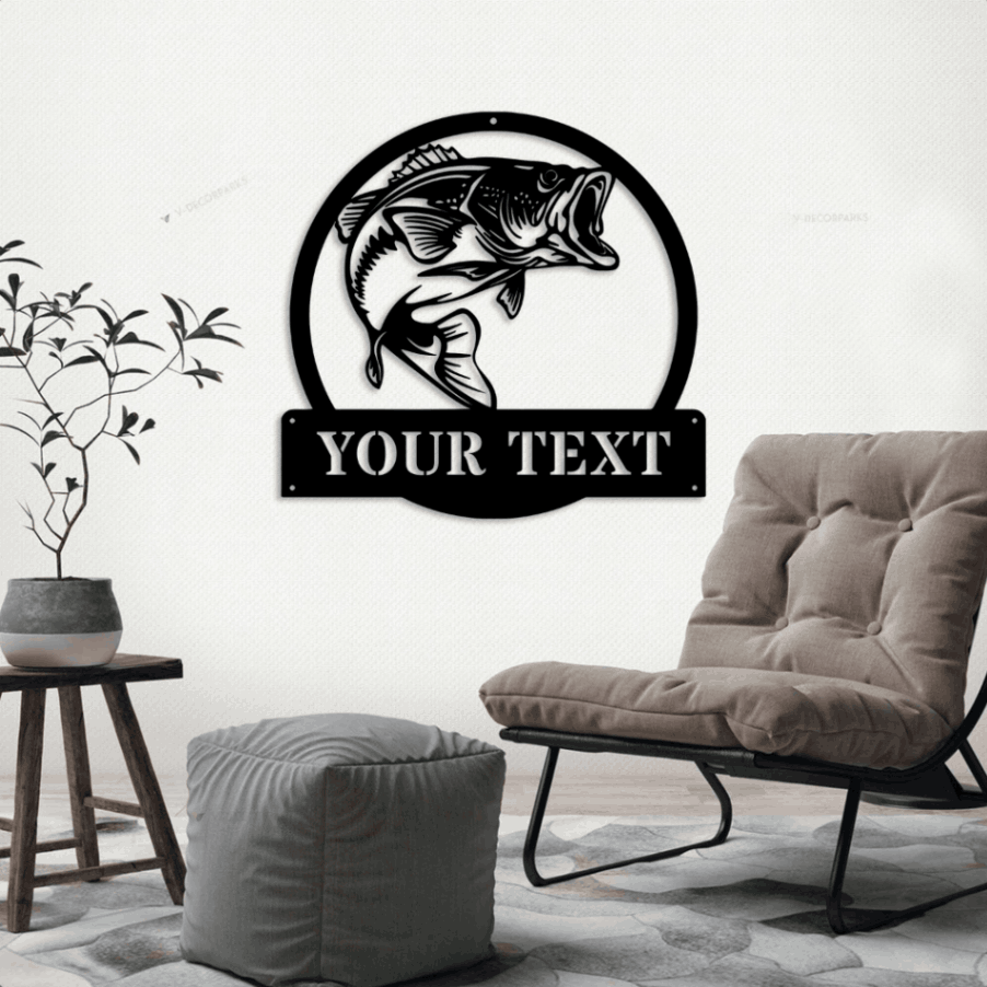 Personalized Largemouth Bass Fish Monogram Metal Sign Art With Led ...