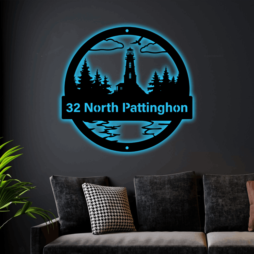 Personalized Lighthouse Metal Sign Outdoor With Led Lights ...