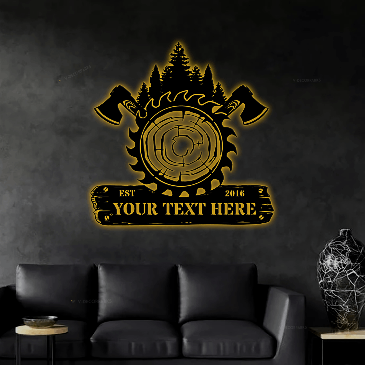 Personalized Lumberjack Name Metal Sign With Led Lights, Custom ...