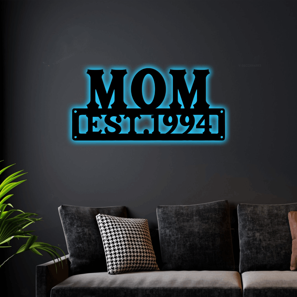Personalized Mom With Led Lights Monogram Steel Sign Mothers Day Plaque ...