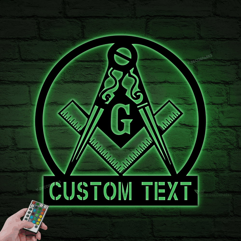 Personalized Mason Metal Sign With Led Lights, Custom Masonic Name Sign ...