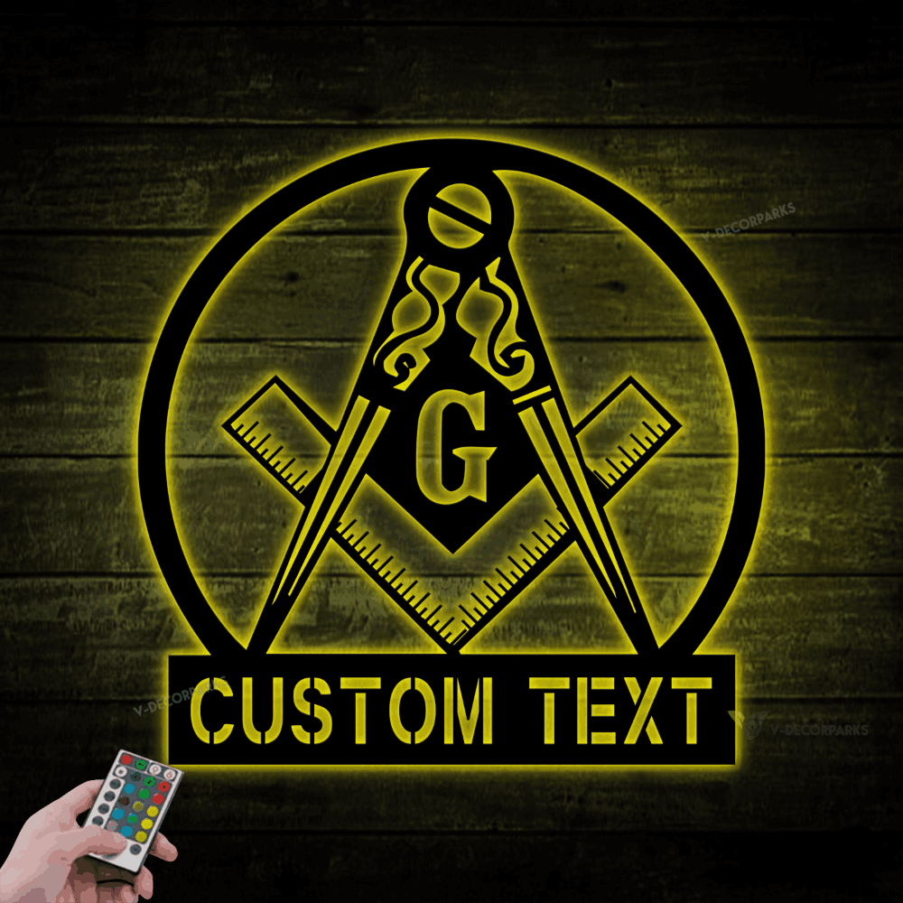 Personalized Mason Metal Sign With Led Lights, Custom Masonic Name Sign ...
