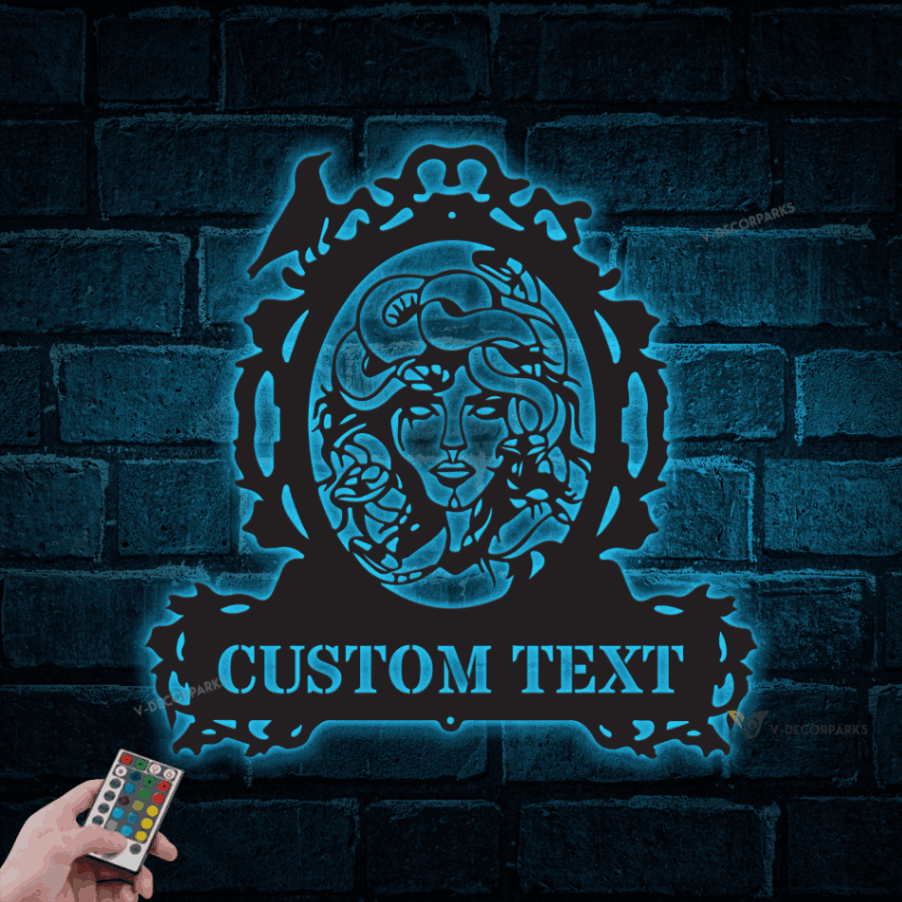 Personalized Medusa Metal Sign With Led Lights, Custom Greek Mythology ...