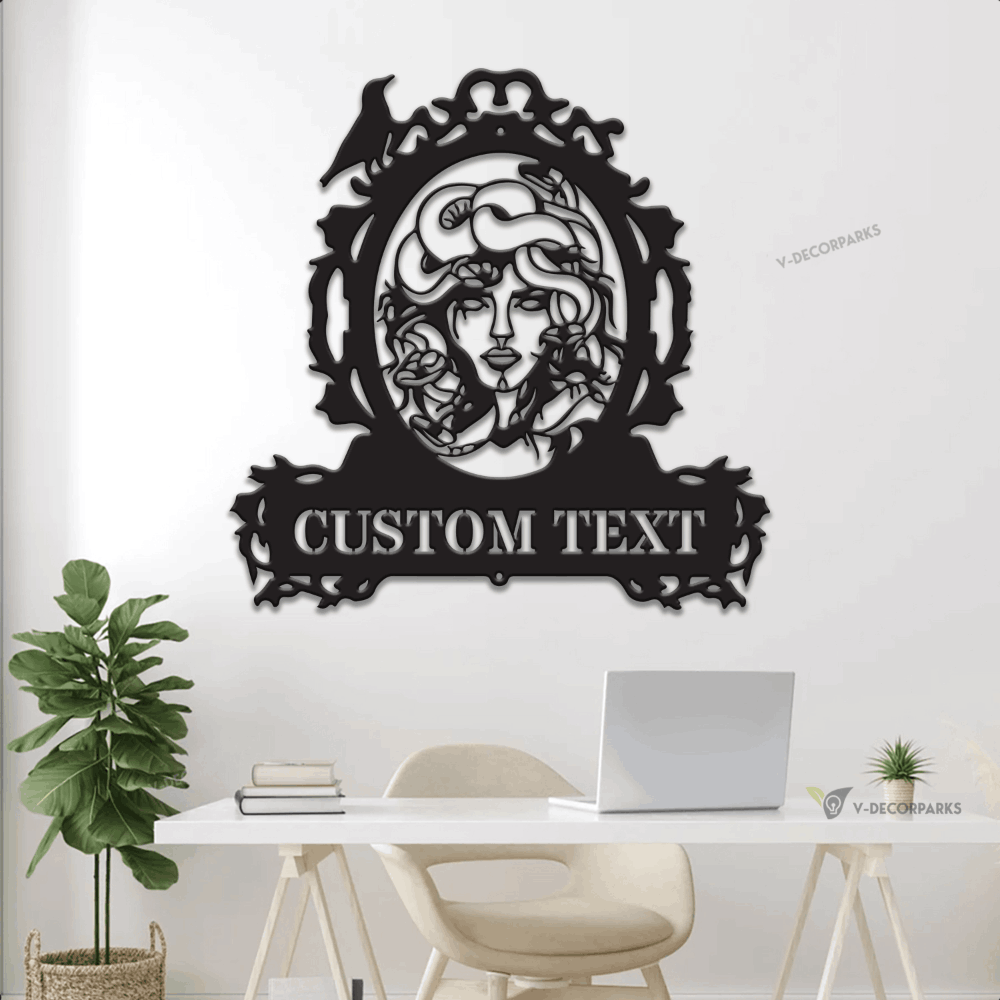 Personalized Medusa Metal Sign With Led Lights, Custom Greek Mythology ...