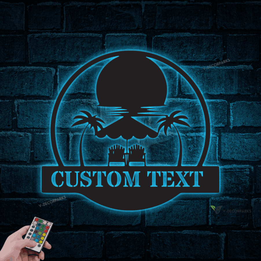 Personalized Metal Beachhouse Sign With Led Lights, Metal Poolhouse ...