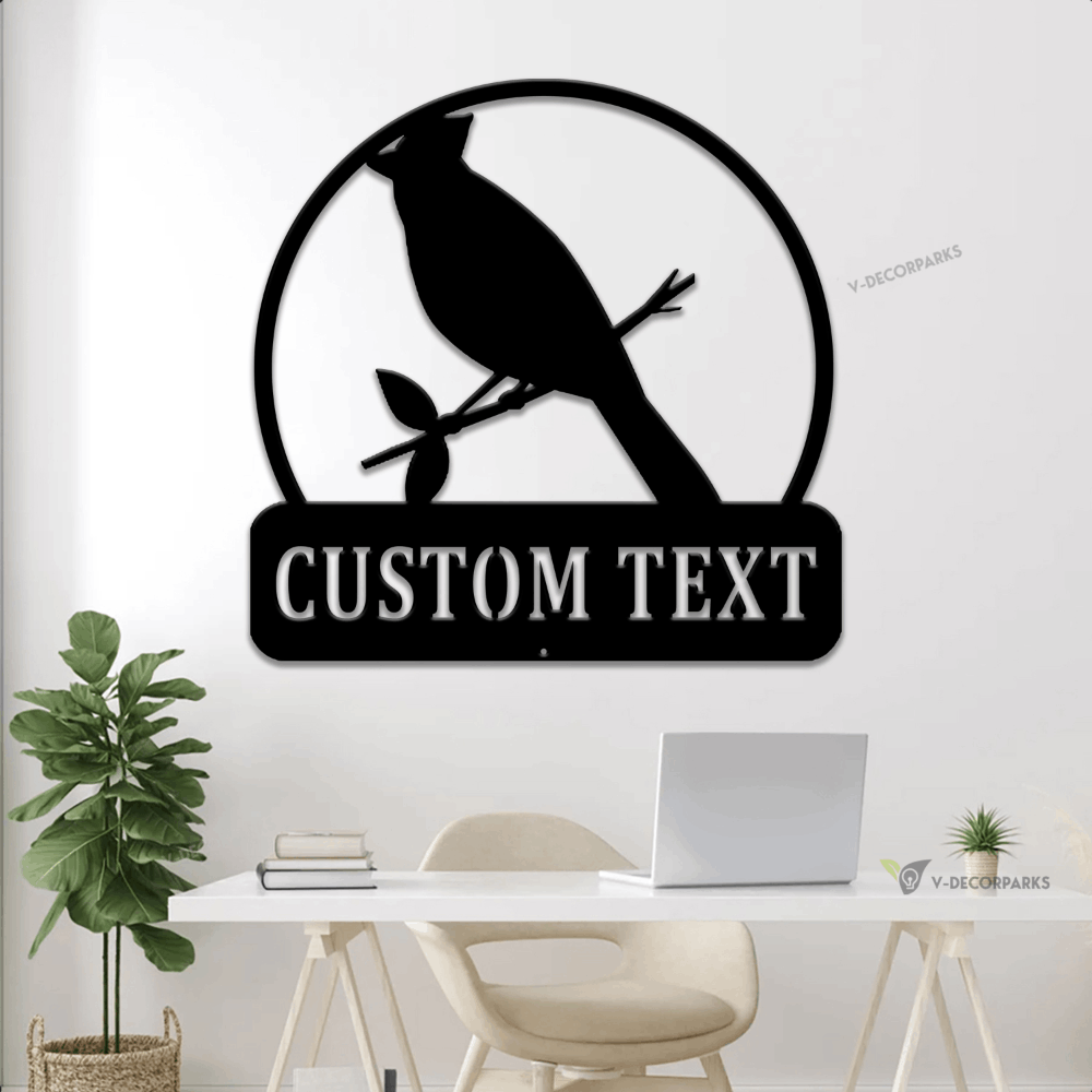 Personalized Metal Cardinal Sign With Led Lights, Metal Bird Sign ...