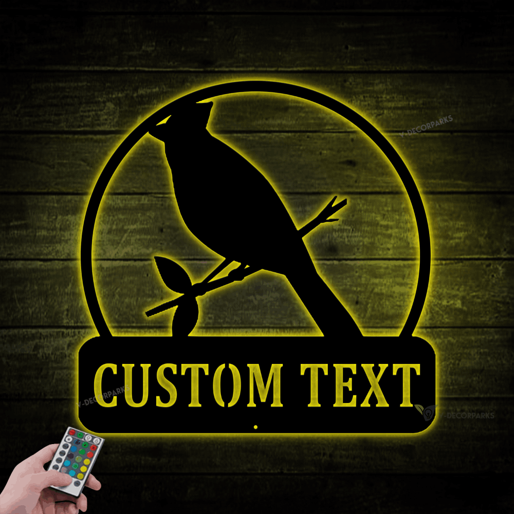 Personalized Metal Cardinal Sign With Led Lights, Metal Bird Sign ...