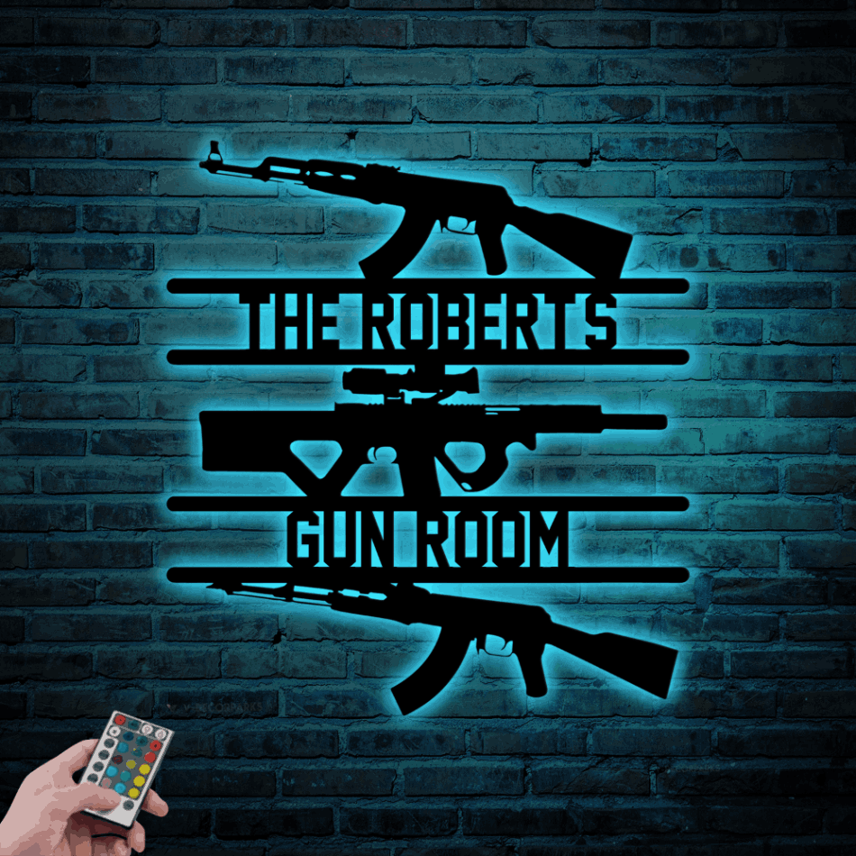 Personalized Metal Guns Sign Ar-15 Ak47 Rifle With Led Lights, Gun Sign ...