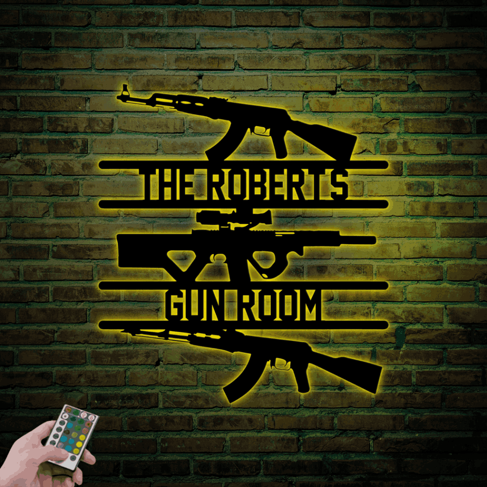 Personalized Metal Guns Sign Ar-15 Ak47 Rifle With Led Lights, Gun Sign ...