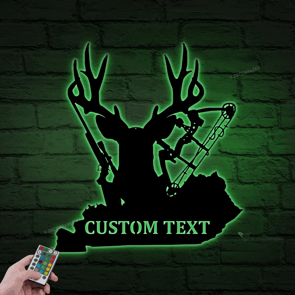 Personalized Metal Kentucky Hunting Sign Led Lights, Metal Hunting Sign ...