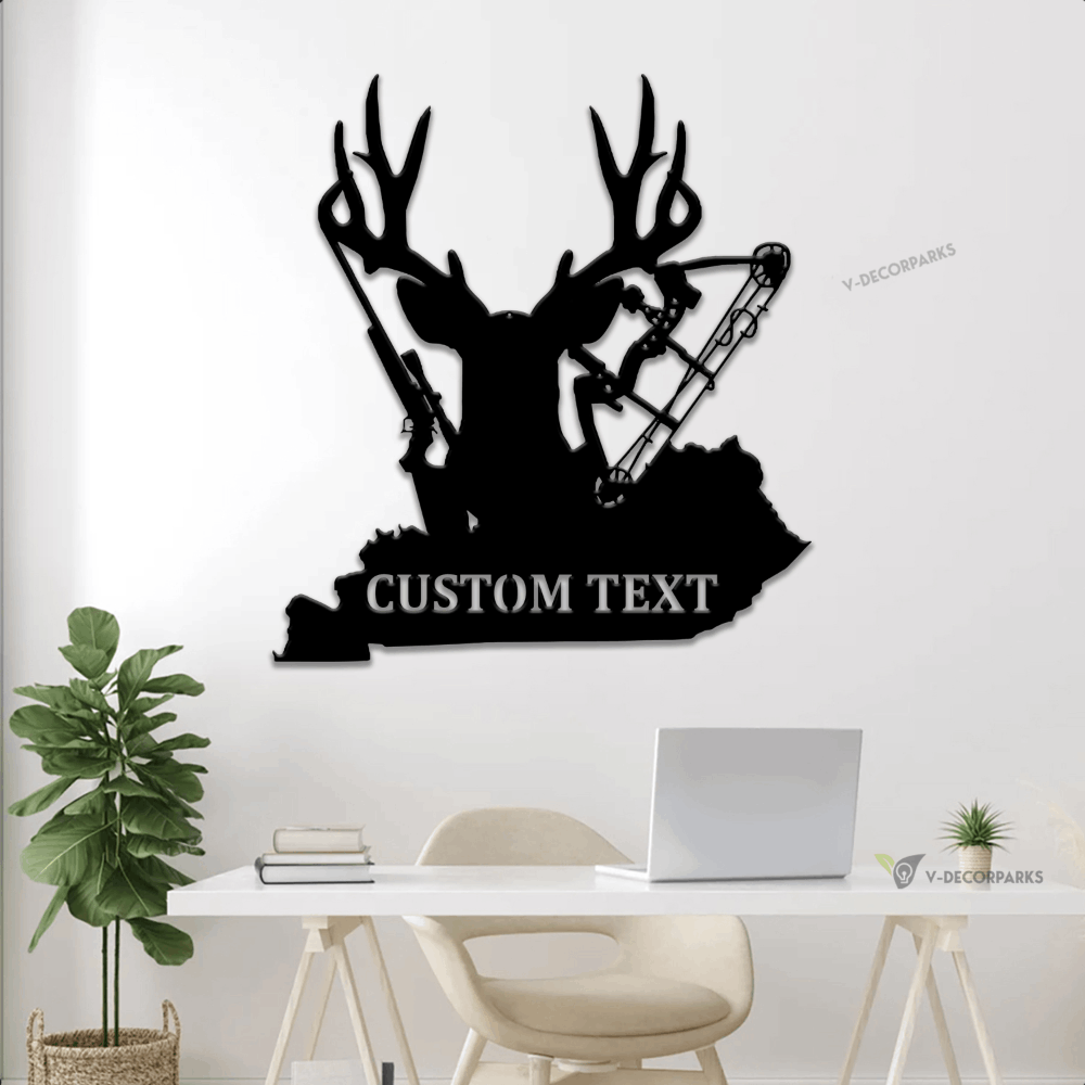 Personalized Metal Kentucky Hunting Sign Led Lights, Metal Hunting Sign ...