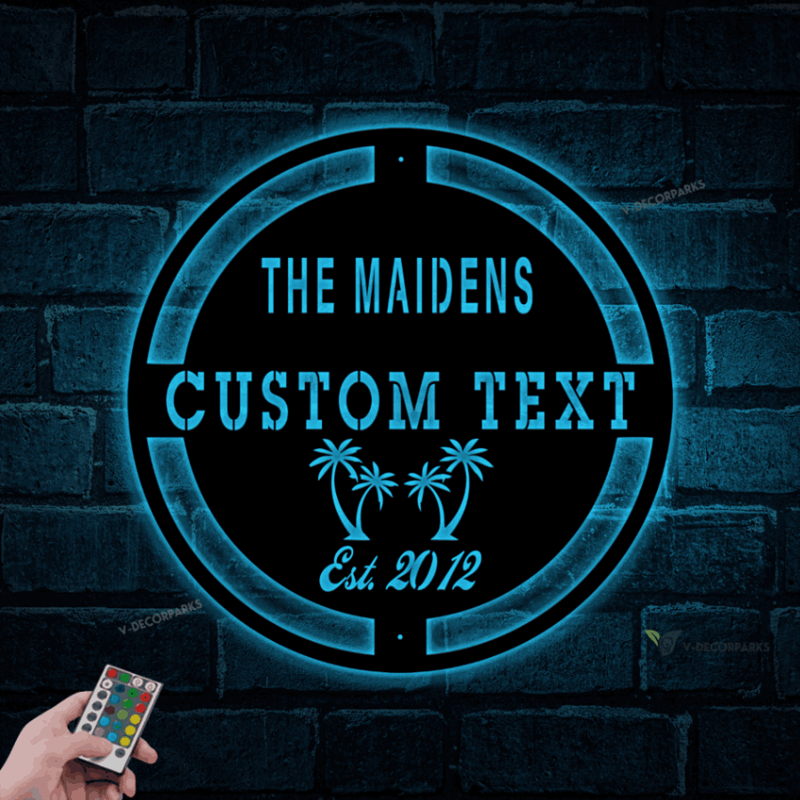 Personalized Metal Poolside Sign With Led Lights, Metal Swimming Pool ...