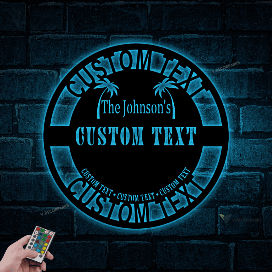 Personalized Metal Poolside Sign With Led Lights, Metal Swimming Pool ...