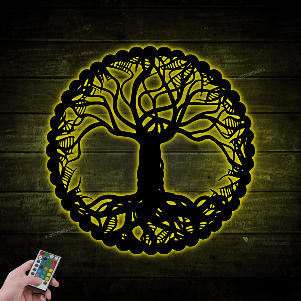 Personalized Metal Tree Of Life Wall With Led Lights, Custom Family ...