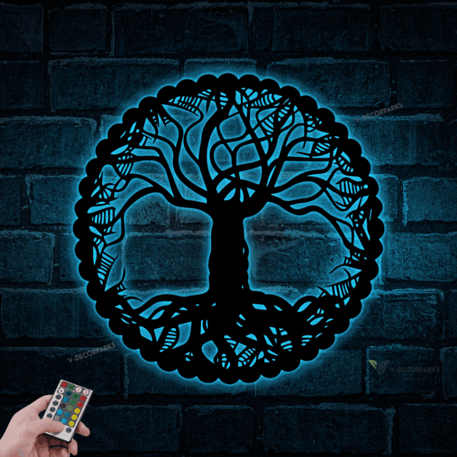 Personalized Metal Tree Of Life Wall With Led Lights, Custom Family ...