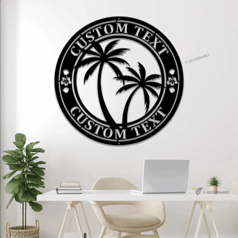 Personalized Metal Tropical Sign With Led Lights, Metal Beach Sign ...