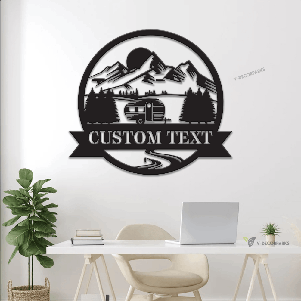 Personalized Mountain Camper Metal Sign With Led Lights, Custom Camping ...