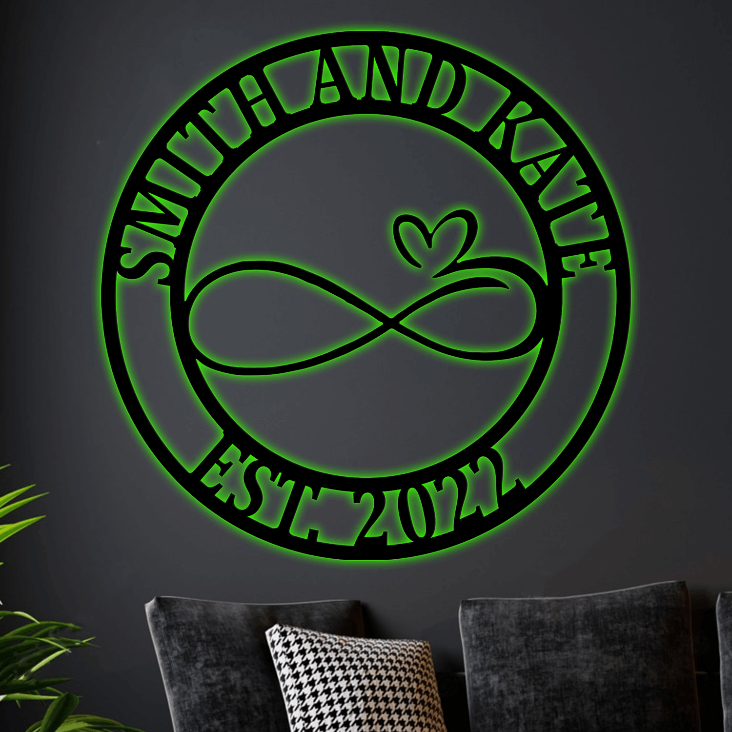 Personalized Name Infinity Heart Metal Sign With Led Lights, Infinity ...