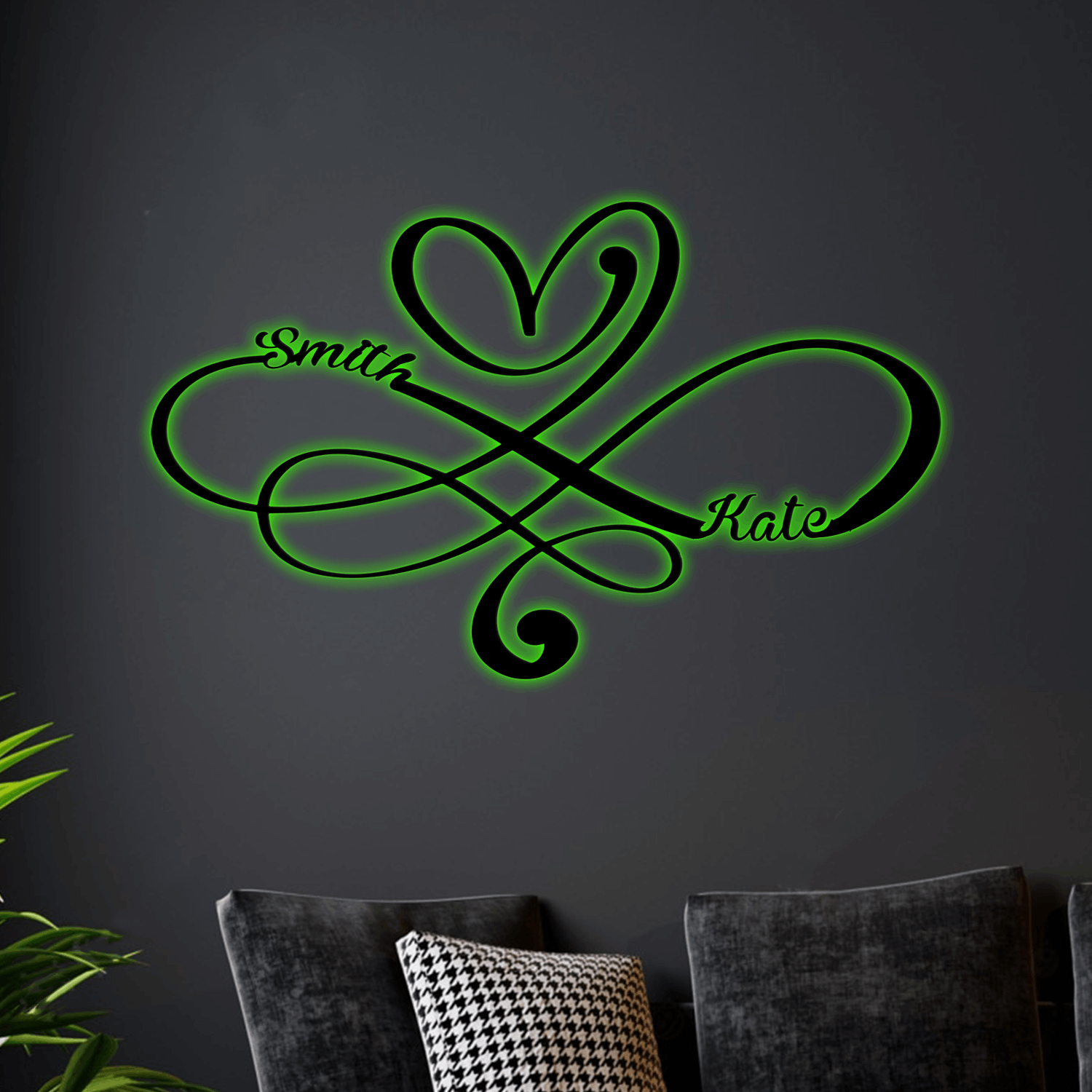 Personalized Name Infinity Heart Valentines Day Metal Sign With Led ...