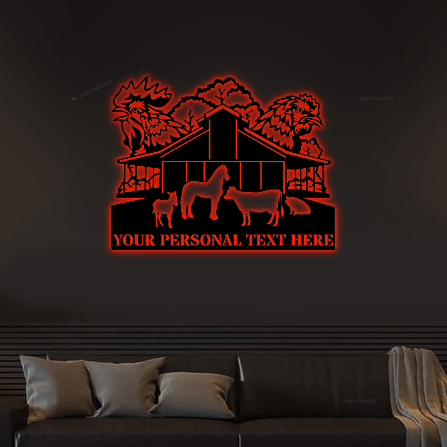 Personalized Nature Animal Ranch Metal Sign With Led Lights, Custom ...