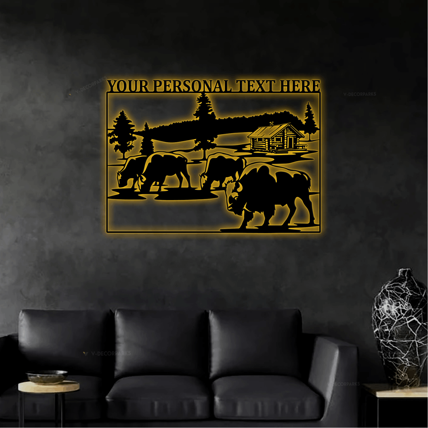 Personalized Nature Wildlife Cabin Metal Sign With Led Lights, Custom ...