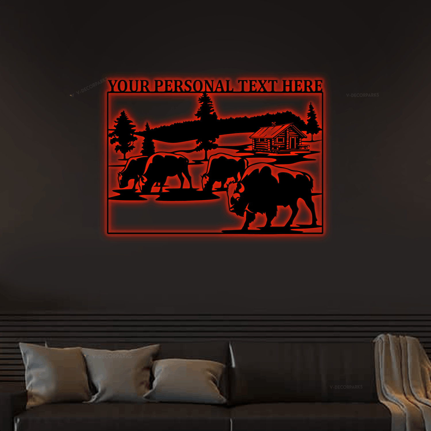 Personalized Nature Wildlife Cabin Metal Sign With Led Lights, Custom ...