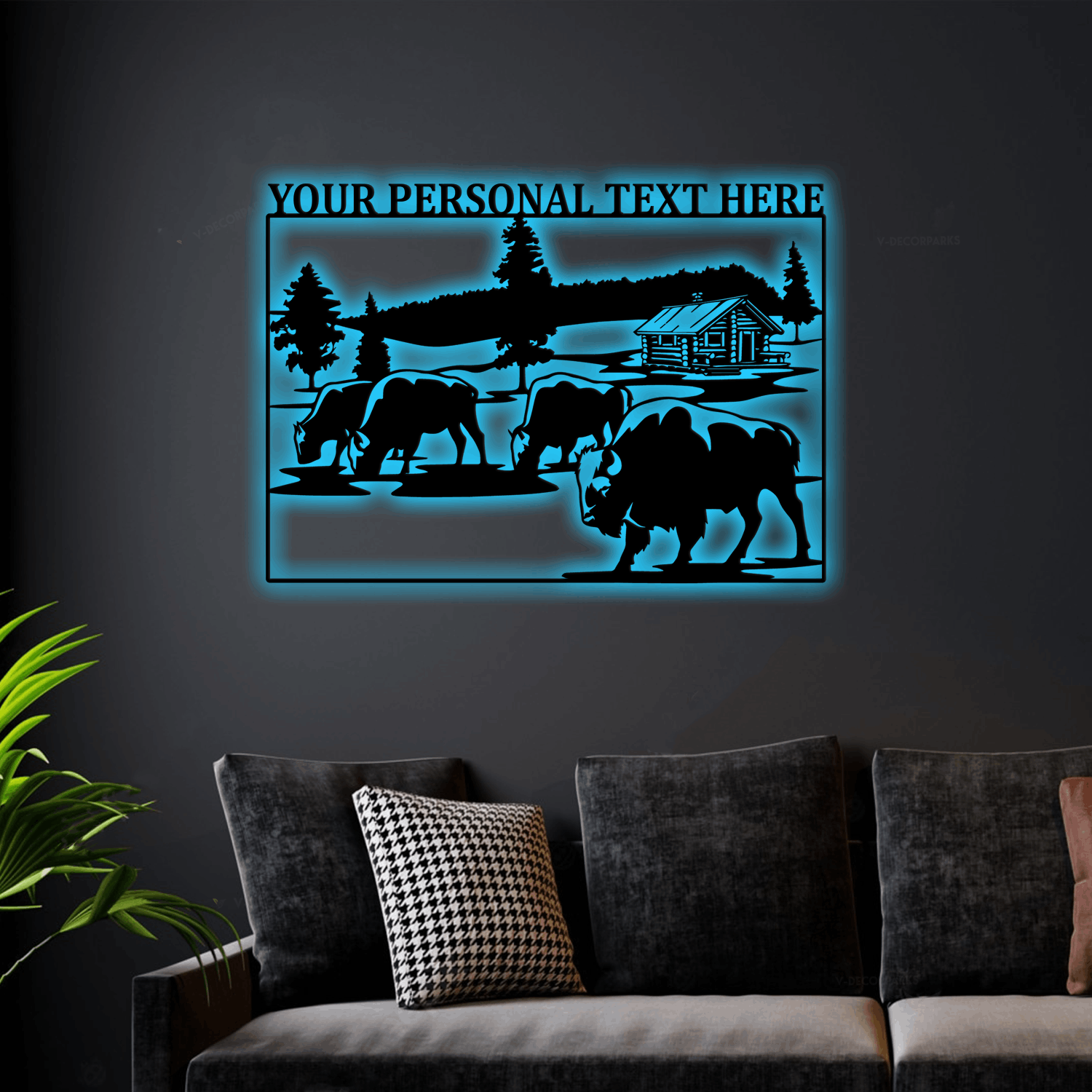 Personalized Nature Wildlife Cabin Metal Sign With Led Lights, Custom ...