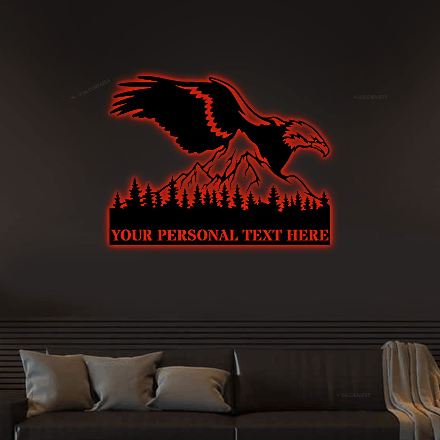 Personalized Led Lights Nature Wildlife Eagle Metal Sign, Custom Nature ...