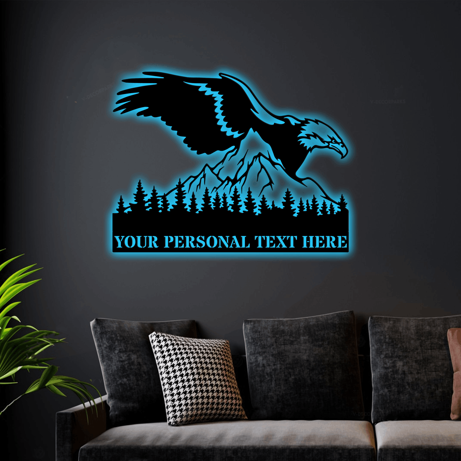 Personalized Led Lights Nature Wildlife Eagle Metal Sign, Custom Nature ...