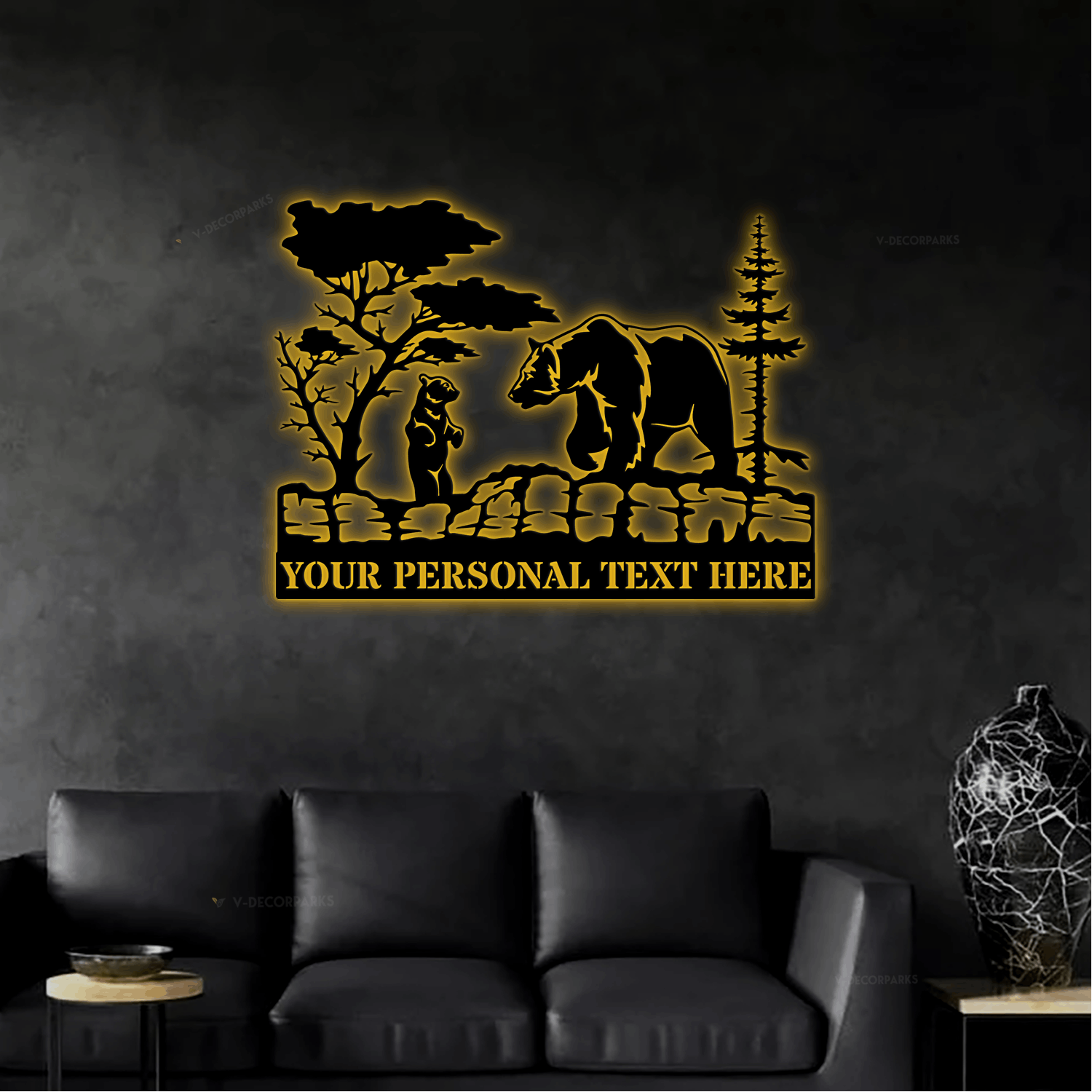 Personalized Nature Wildlife Mama Bear Metal Sign With Led Lights ...