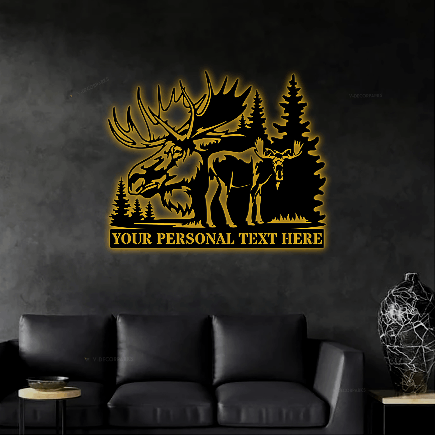 Personalized Nature Wildlife Moose Led Lights Metal Sign, Custom Animal ...